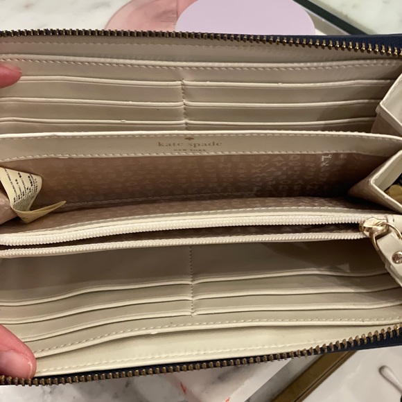 kate spade | Bags | Kate Spade Blue And White Polka Dot Wallet | Poshmark